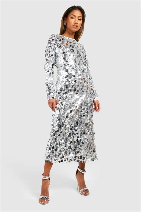 Sequin Disc Midi Dress Boohoo Usa
