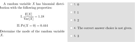 Solved A Random Variable X Has Binomial Distri 1 0 Bu