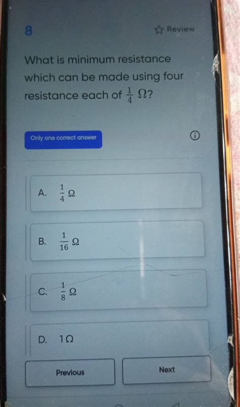 8 Review What Is Minimum Resistance Which Can Be Made Using Four Resistan