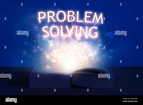Open Book With Problem Solving Inscription Light Coming From Open Book With Word Problem