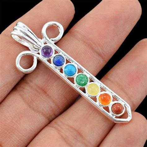 Natural Seven Chakra Untreated Crystal Healing Pendant