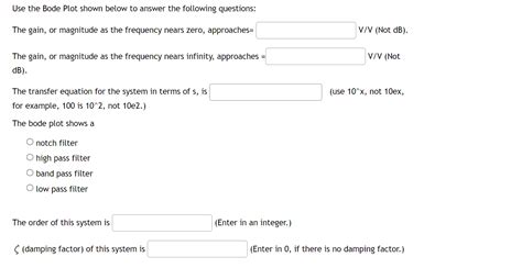 Solved Use The Bode Plot Shown Below To Answer The Following Chegg