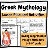 Greek Mythology Reading Comprehension Passages Worksheet Activities