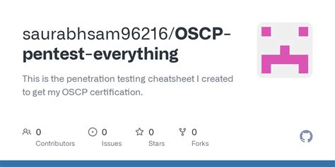 Github Saurabhsam96216 Oscp Pentest Everything This Is The Penetration Testing Cheatsheet I
