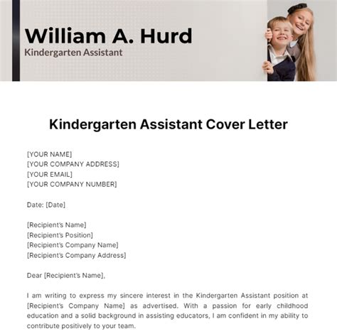 Free Kindergarten Assistant Cover Letter Template To Edit Online