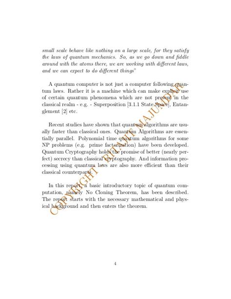 No Cloning Theorem With Essential Mathematics And Physics