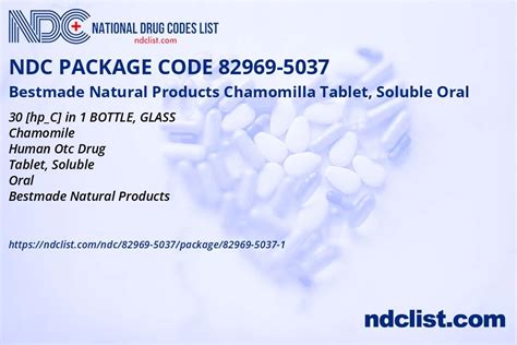 Ndc Package 82969 5037 1 Bestmade Natural Products Chamomilla Tablet