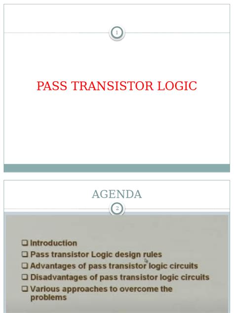 Pass Transistor Logic Overview Pdf