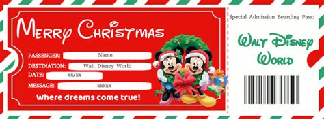 Christmas Disney World Ticket Template Postermywall