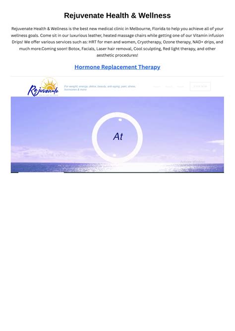 Ppt Rejuvenate Health And Wellness Powerpoint Presentation Free