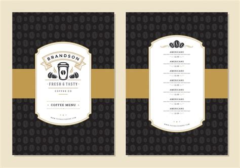커피 개념 메뉴 템플릿 무료 벡터