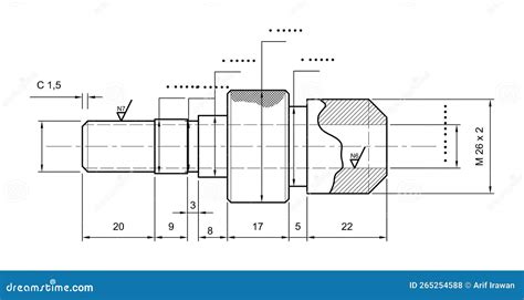 Thread Bolt Drawing Design Cad Vector 265254588