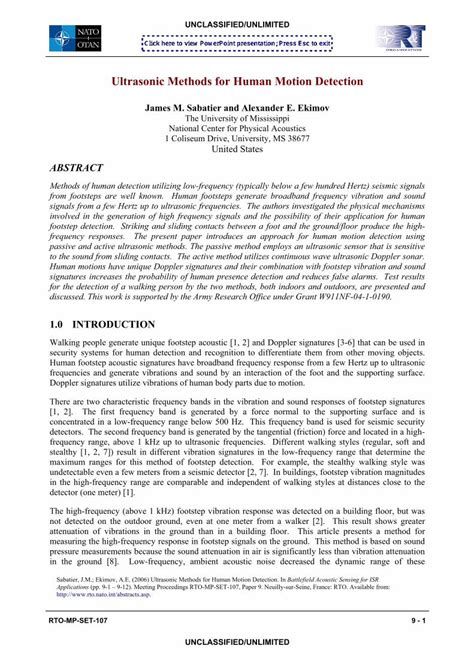 Pdf Ultrasonic Methods For Human Motion Detection Dokumentips