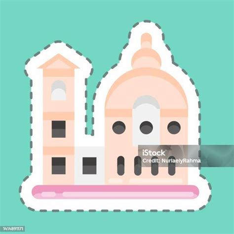 스티커 라인 컷 피렌체 교육 기호에 적합합니다 편집 가능한 간단한 디자인 디자인 템플릿 벡터 간단한 그림 건축에 대한 스톡 벡터