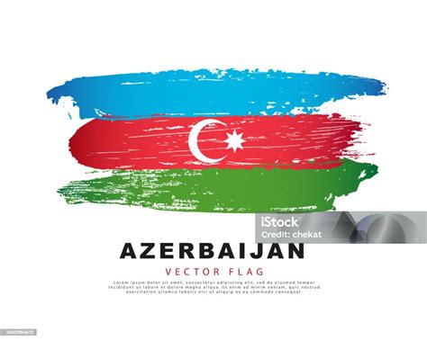 아제르바이잔의 국기 파란색 빨간색 및 녹색 브러시 스트로크 손으로 그립니다 흰색 배경에 고립된 벡터 일러스트레이션입니다 아제르바이잔 국기에 대한 스톡 벡터 아트 및 기타