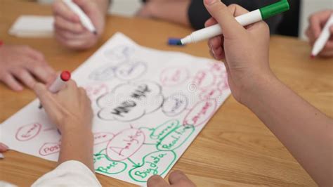 Skilled Business People Hand Brainstorming Idea By Using Mind Map Immaculate Stock Video