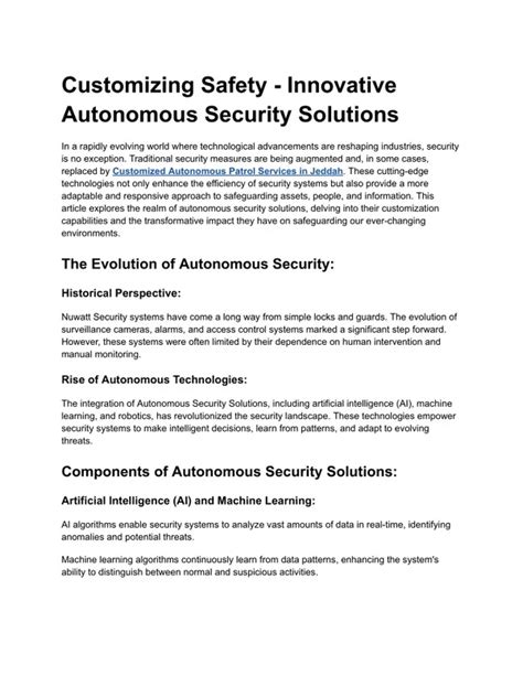 Ppt Customizing Safety Innovative Autonomous Security Solutions 1