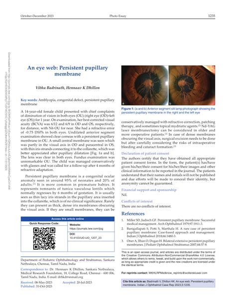 Pdf An Eye Web Persistent Pupillary Membrane