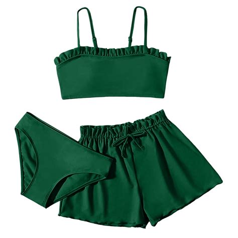 Girls Swimsuit Girls 3 Piece Bikini Swimwear With Shorts Cove Up Sets