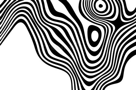 Abstract Wave Vector Background Stylized Black White Illusion Modern Graphic Line Art Stock
