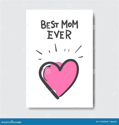 Best Mom Ever Greeting Card For Happy Mother Day Beautiful Hand Drawn