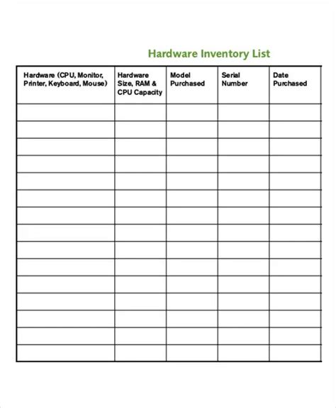 Computer Hardware Inventory Template Printable Word Searches