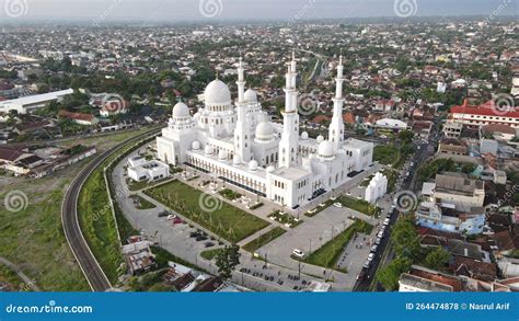 Aerial View In The Evening Sheikh Zayed Grand Mosque In Surakarta Central Java Indonesia