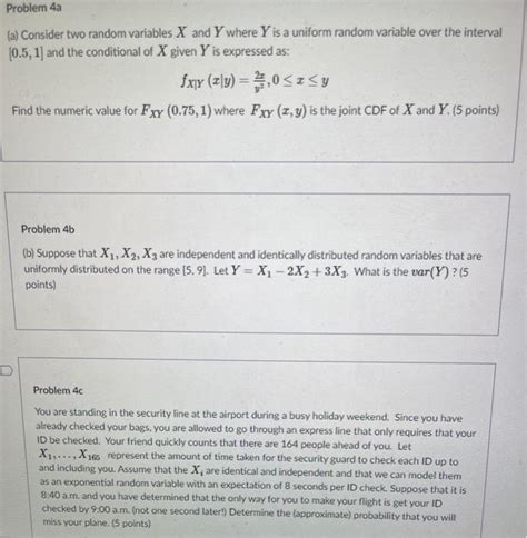 Solved Problem 4a A Consider Two Random Variables X And Y