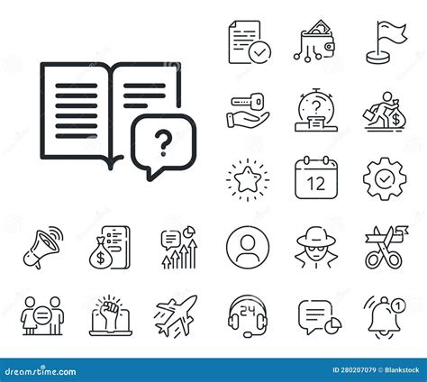 Instruction Manual Line Icon Help Book Sign Salaryman Gender Equality And Alert Bell Vector