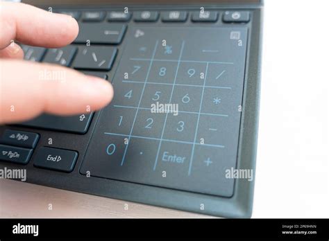 Male Forefinger Pushes 0 Numpad Button Close Up View Financial