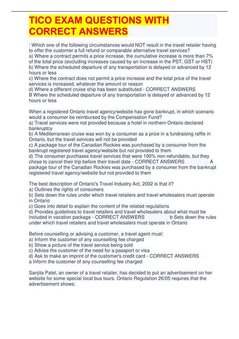 Tico Exam Questions With Correct Answers Tico Stuvia Us