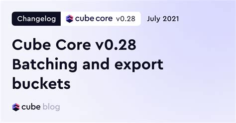 Cube Core V028 — Batching And Export Buckets Cube Blog