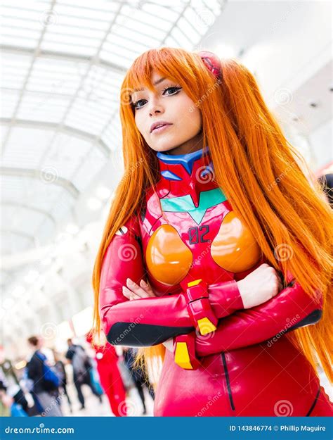 Cosplayer Dressed As Asuka From Evangelion Editorial Image