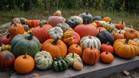 Many Different Kinds Of Pumpkin Sat On Top Background Pumpkin