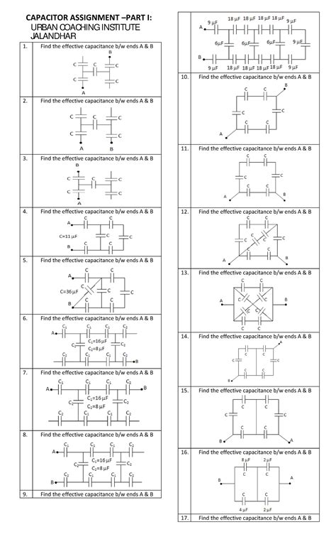 Capacitance Assignment Capacitor Assignment Part I 1 Find The