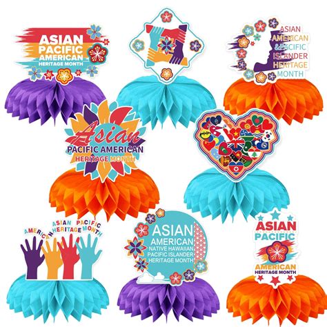 Asian American Andtrdn Pacific Islander Heritage Month Decorations 9pcs Asian Pacific American