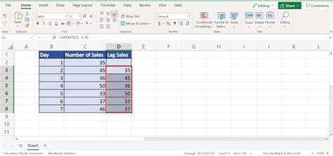 How To Create A Lag Function In Excel Sheetaki