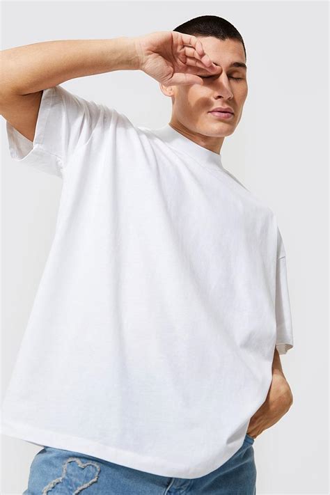 Mens Oversized Extended Neck T Shirt Boohoo Uk