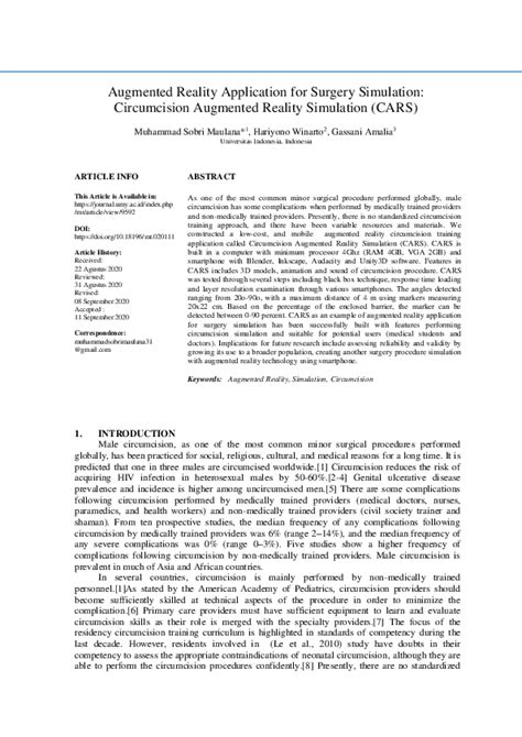 Pdf Ar For Surgical Training In Male Circumcision