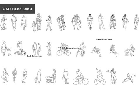 People Free Cad Blocks Download Side Front Back View