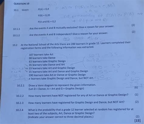 solved question 10 10 1 given p a 0 4p b 0 35p a and
