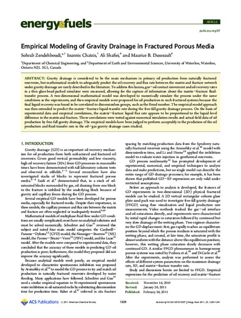Pdf Empirical Modeling Of Gravity Drainage In Fractured Porous Media