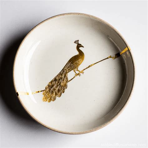 Golden Peacock In Circular Form Stable Diffusion Online