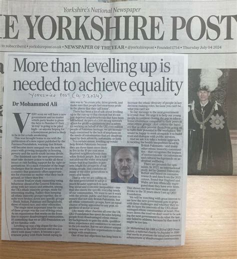 Dr Mohammed Ali Obe On Linkedin Yorkshire Post 4 July 2024 Election Day