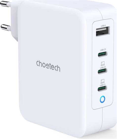Choetech 130w Usb Usb C Snellader Gan Power Adapter Wit