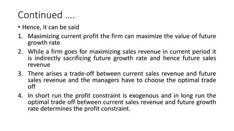 Baumols Theory Of Sales Maximization Pptx