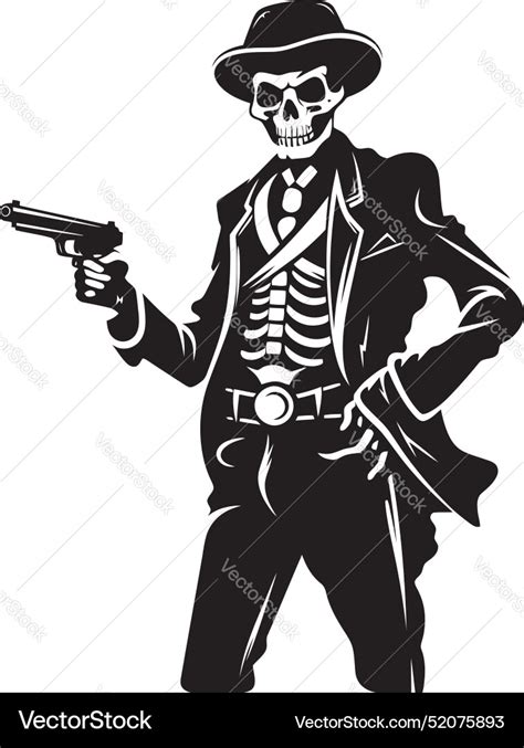 Pistol Paladin Gunslinging Skeleton Icon Bonefire Vector Image