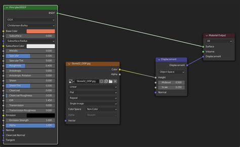texturing displacement inverted with cycles and eevee with a regular