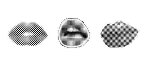 Set Of Halftone Female Mouths In Different Poses Vector Image