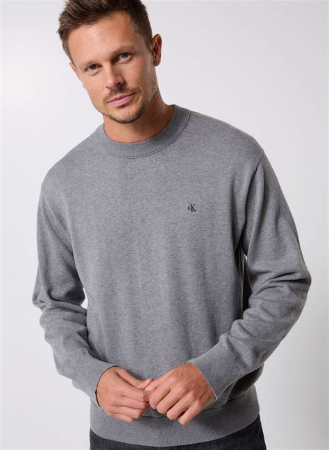 Calvin Klein Mens Cotton Crew Neck Sweatshirt In Grey Sedgars Sa